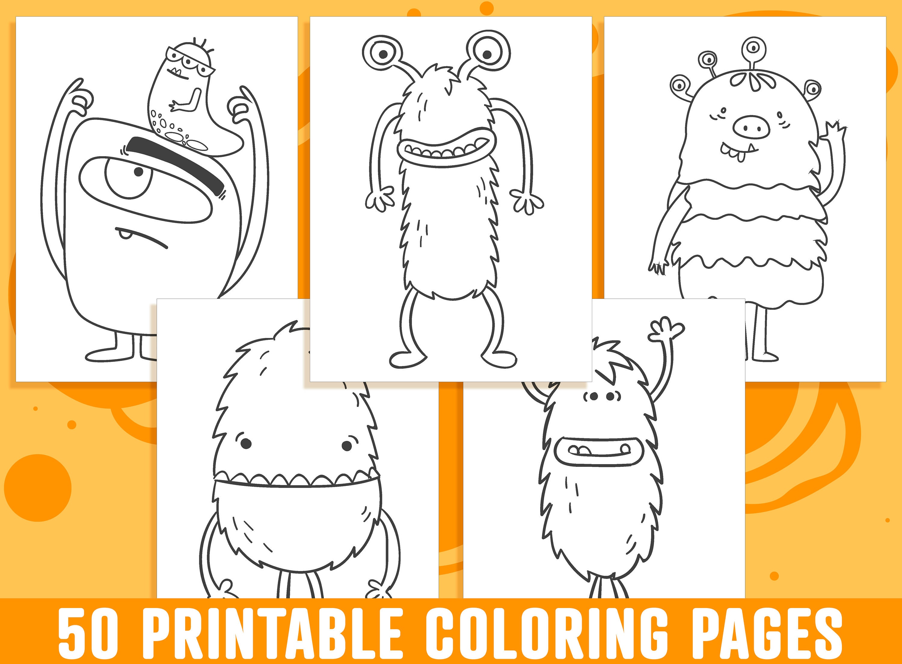 Monster Coloring Book for Kids: 50 High-resolution Printable Pages ...