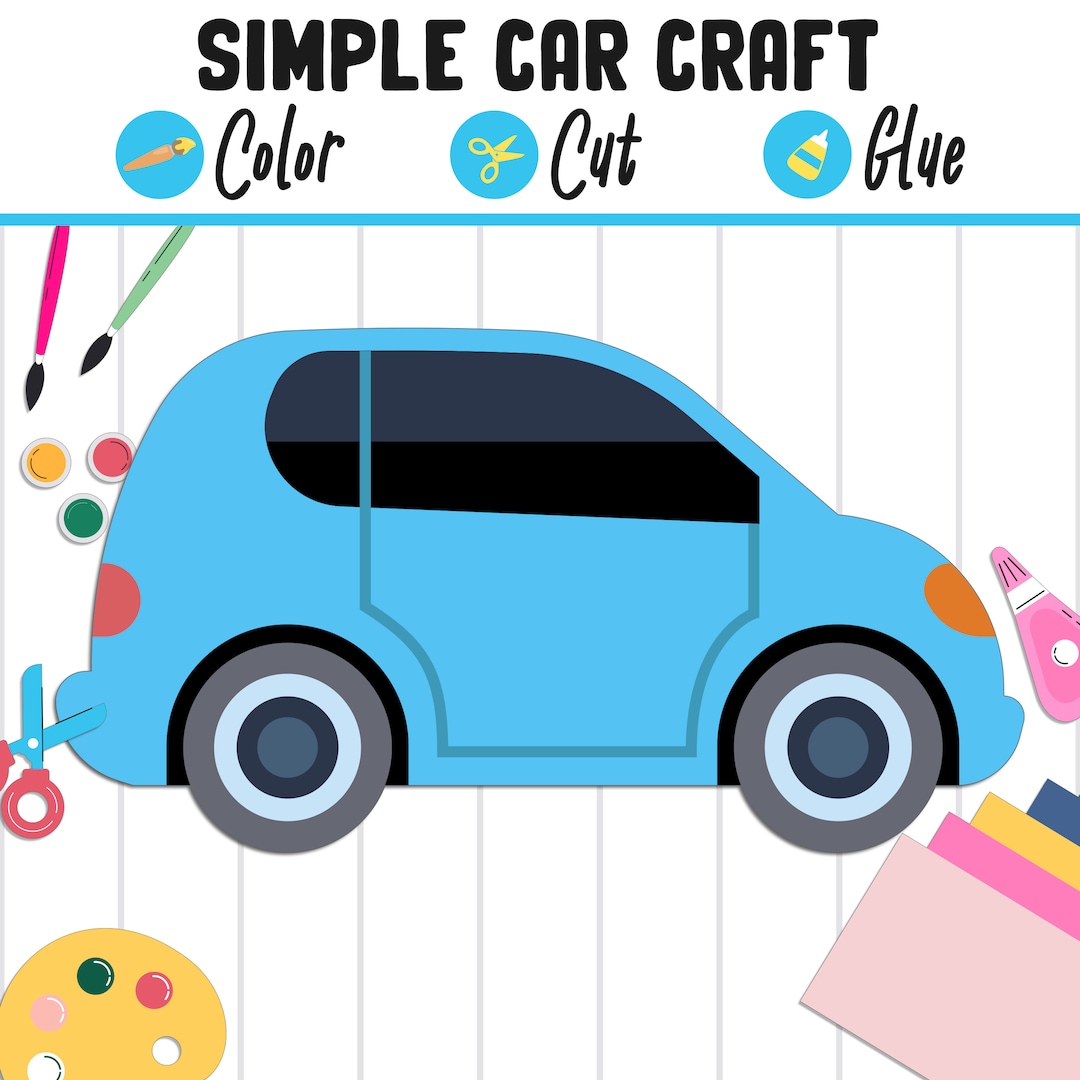 Simple Car Craft for Kids : Color, Cut, and Glue, a Fun Activity for ...
