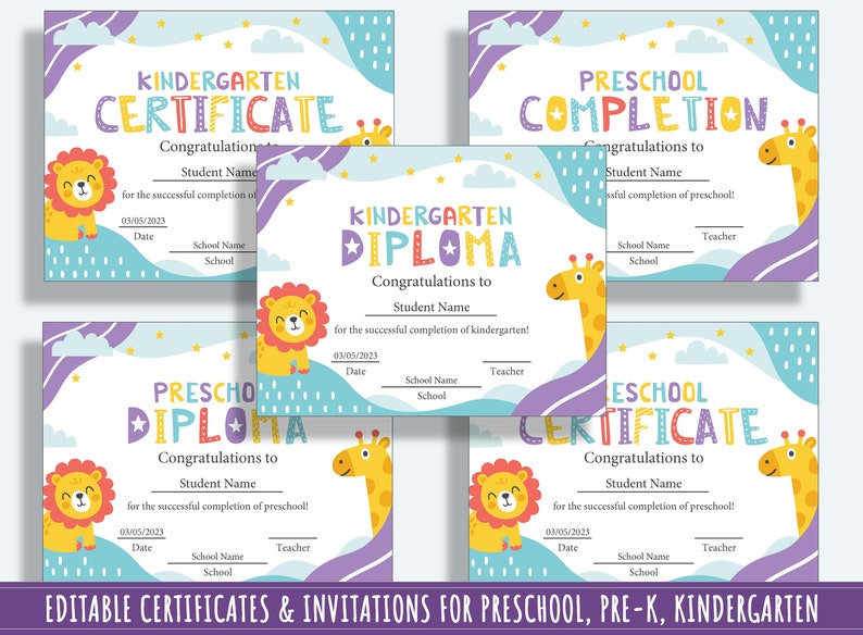 37 Pages of Editable Diploma, Certificate, and Invitation Templates for ...
