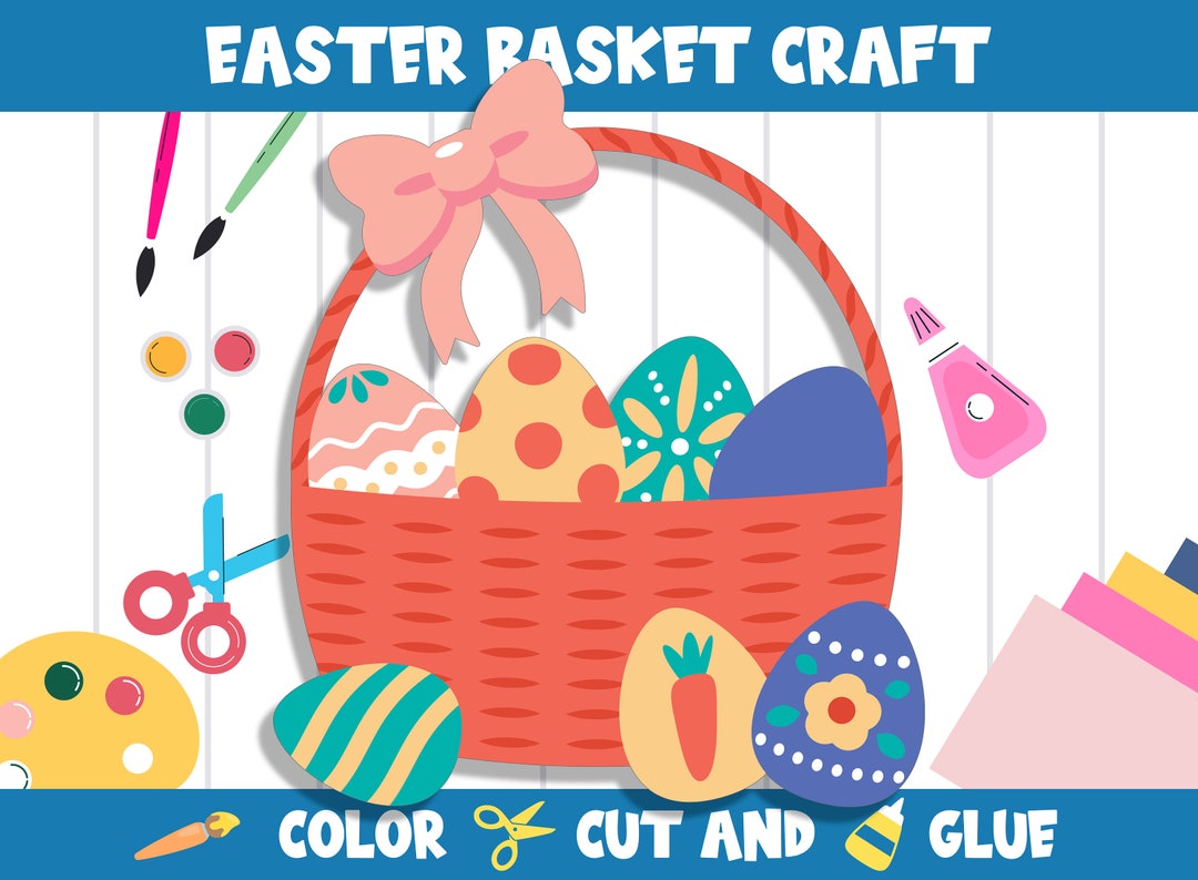 Printable Easter Basket Craft Activity - Color, Cut, and Glue for Prek ...