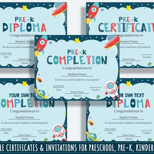 Pre K Graduation Certificate, Editable End of Year Diplomas ...