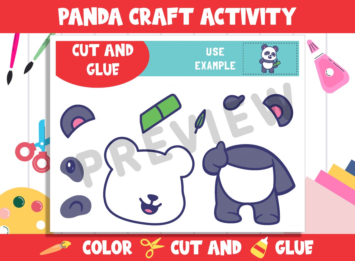 Cute Panda Craft Activity Color, Cut, and Glue for Prek to 2nd Grade ...