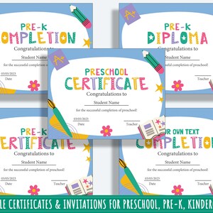 Preschool Certificate End of the Year, Editable Preschool Certificates ...