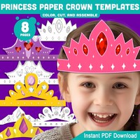 Medieval Fantasy Paper Crown Coloring Headband Knight Dragon Princess ...