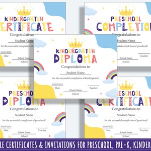 Certificate of Achievement, Editable End of Year Diplomas, Certificates ...