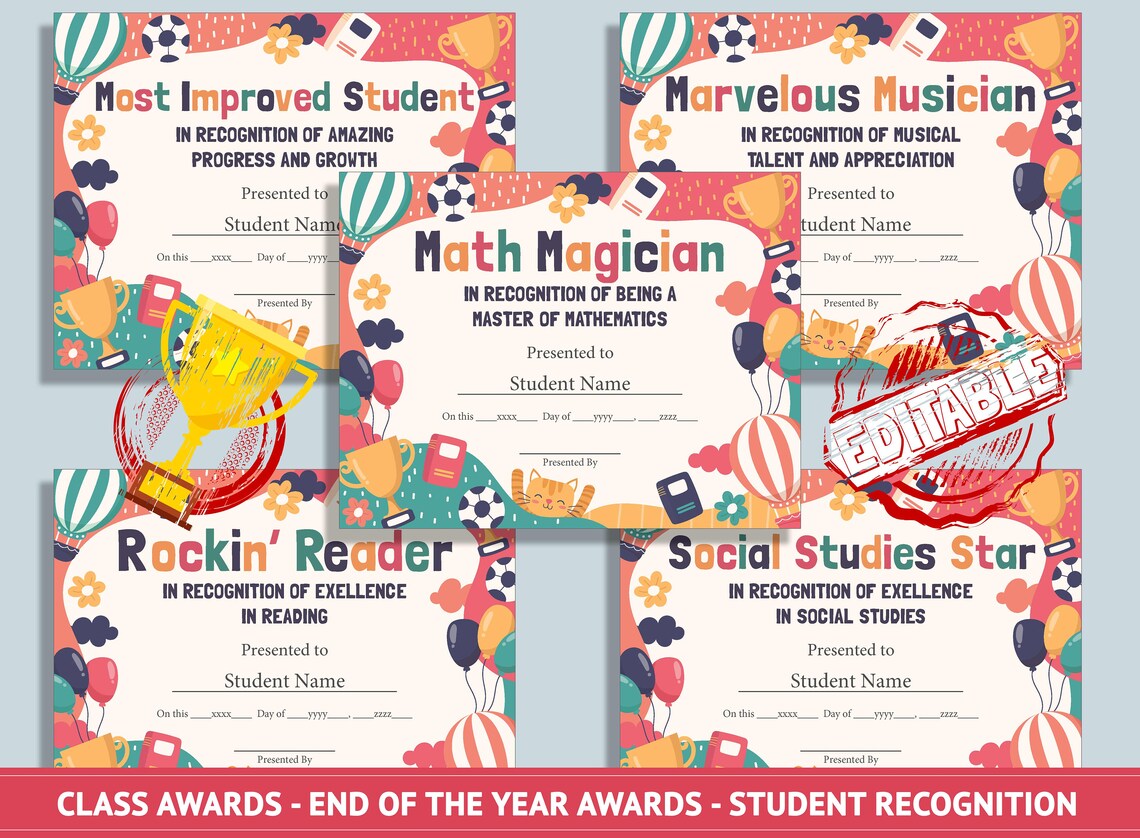 Editable Classroom Superlative Awards End of the Year - Etsy