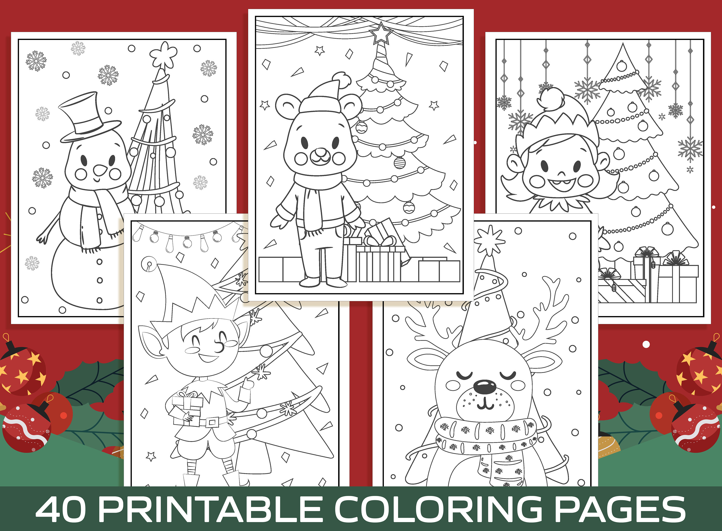 Christmas Coloring Pages 40 Printable Christmas Coloring - Etsy Australia