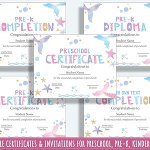 Editable Diplomas, Certificates, Invitations for Prek, K, 1st, and 2nd ...