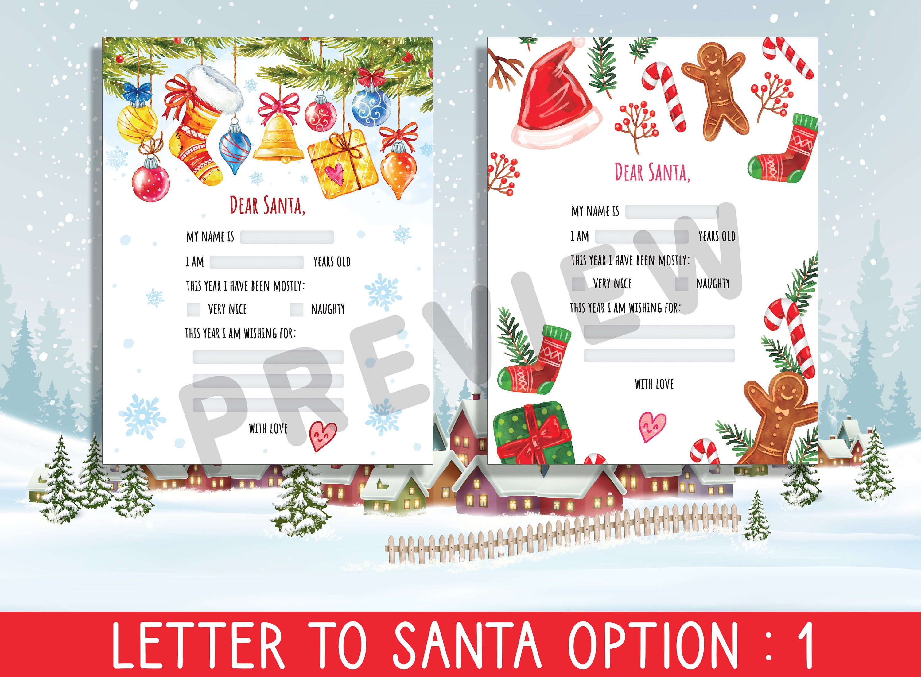 Whimsical Wishes: Fillable & Blank Letter to Santa Prints Capture ...