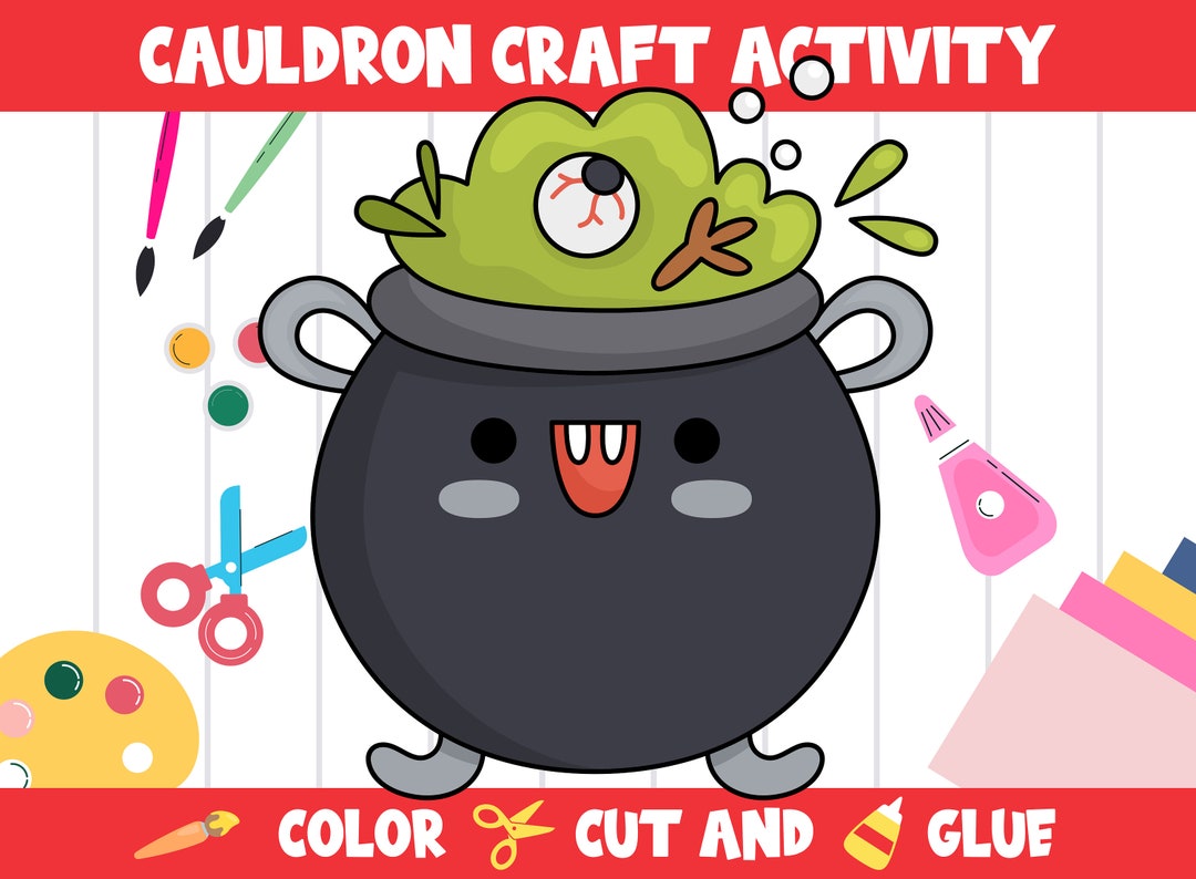 Witch's Cauldron Craft Activity - Color, Cut, and Glue for Prek to 2nd ...