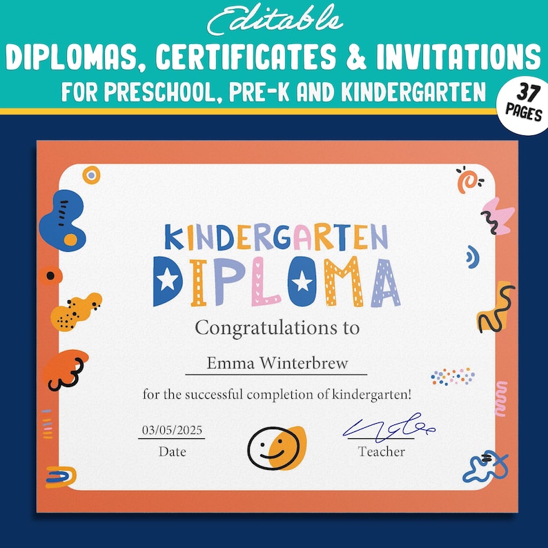 Boost Your Graduation Ceremony With 37 Editable Kindergarten, Pre-k ...