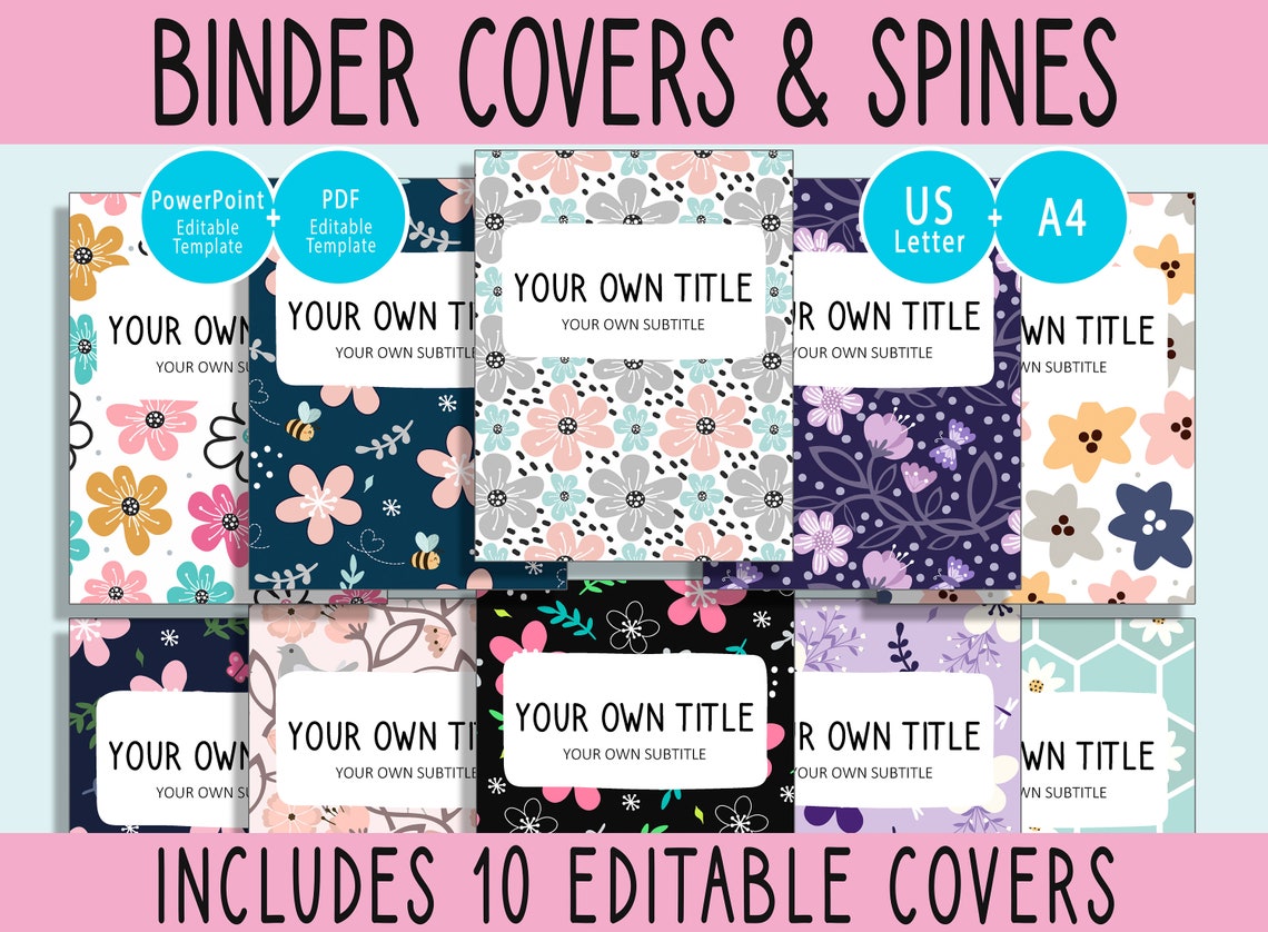 10 Editable Cute Flower Binder Covers Includes 1 - Etsy