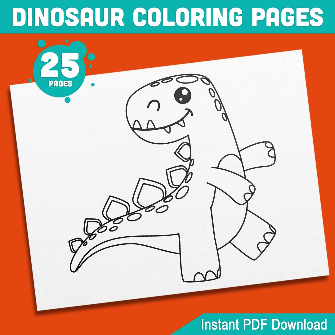 Dinosaur Coloring Pages: 25 Fun Activity Book for Kids, Perfect for ...