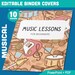10 Editable Musical Instruments Binder Covers, Includes 1, 1.5, 2 ...