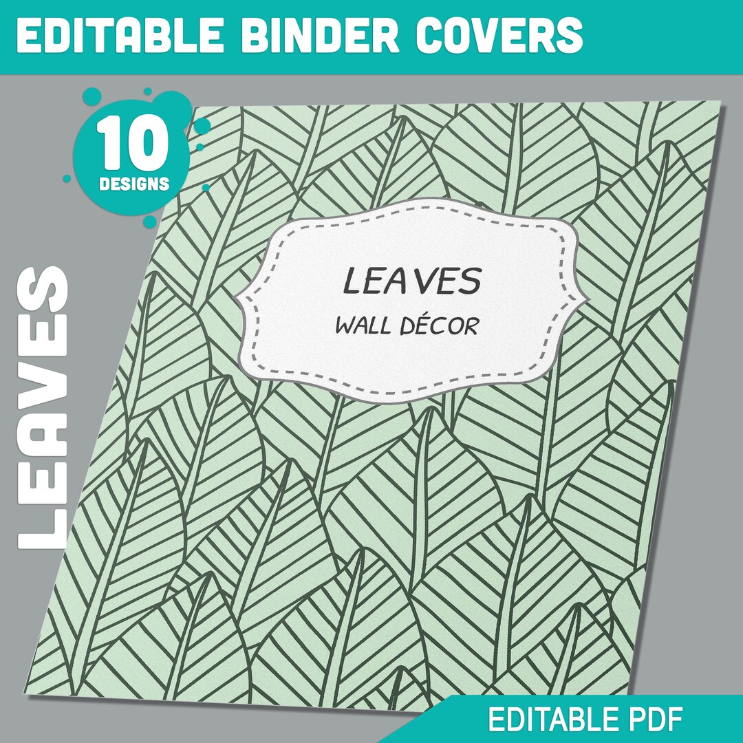Leaves Binder Cover, 10 Printable & Editable Binder Covers + Spines ...