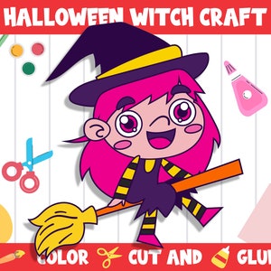 Cute Halloween Witch Craft Activity - Color, Cut, and Glue for Prek to ...