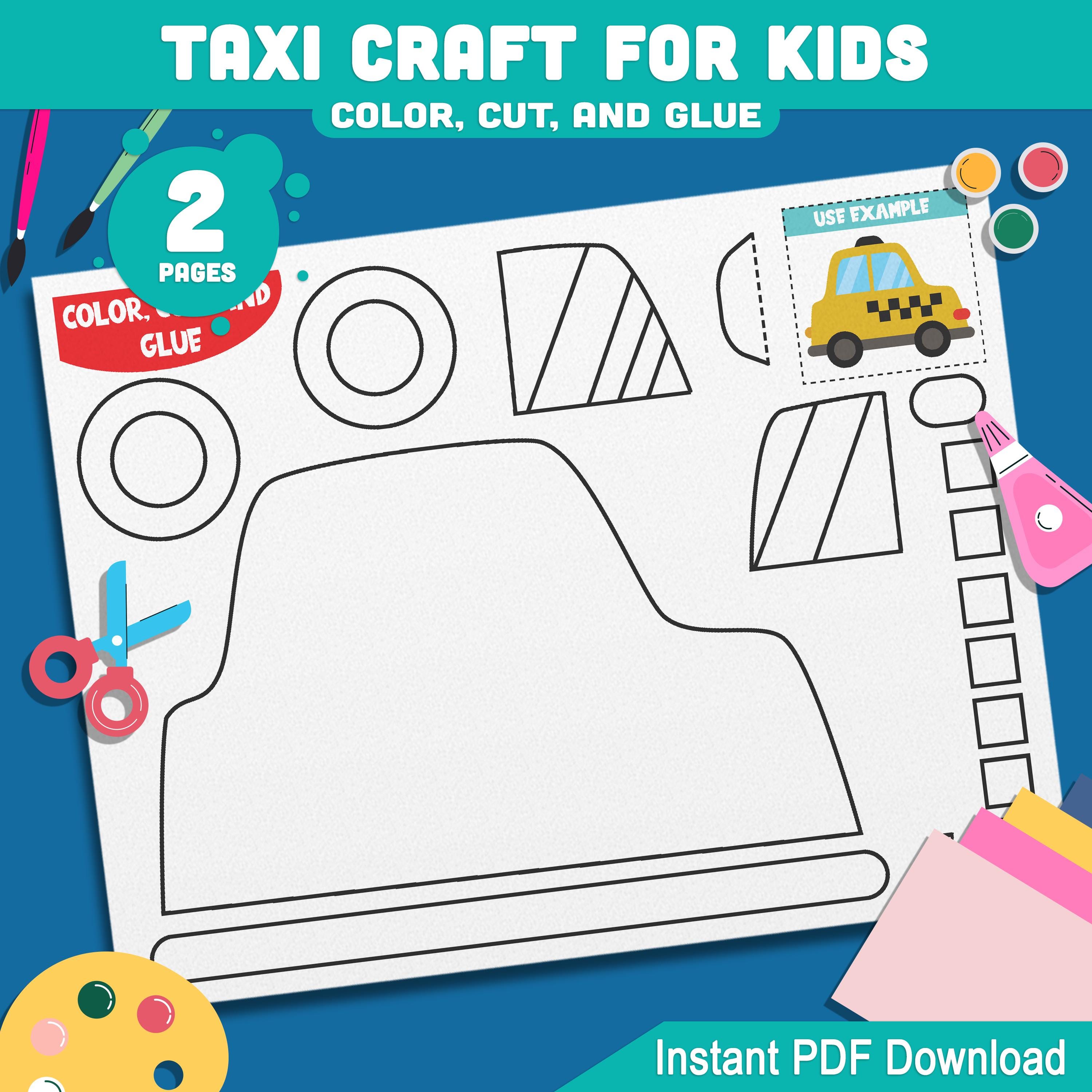 Taxi Craft for Kids: Color, Cut, and Glue Activity for Prek to 2nd ...