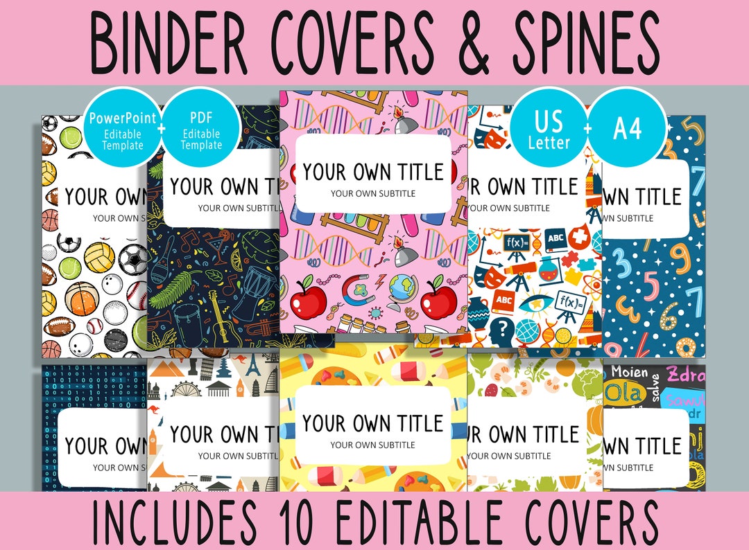 10 Editable School Subject Binder Covers Includes 1 - Etsy