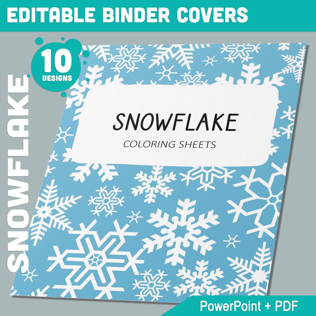 10 Editable Christmas Snowflake Binder Covers, Includes 1, 1.5, 2 ...
