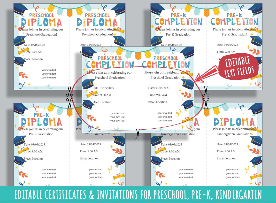 Kids' Fun Certificate and Invitation Collection: 37 Editable Pages for ...