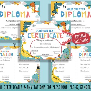 Editable Preschool Diplomas, Certificates, and Graduation Invitations ...