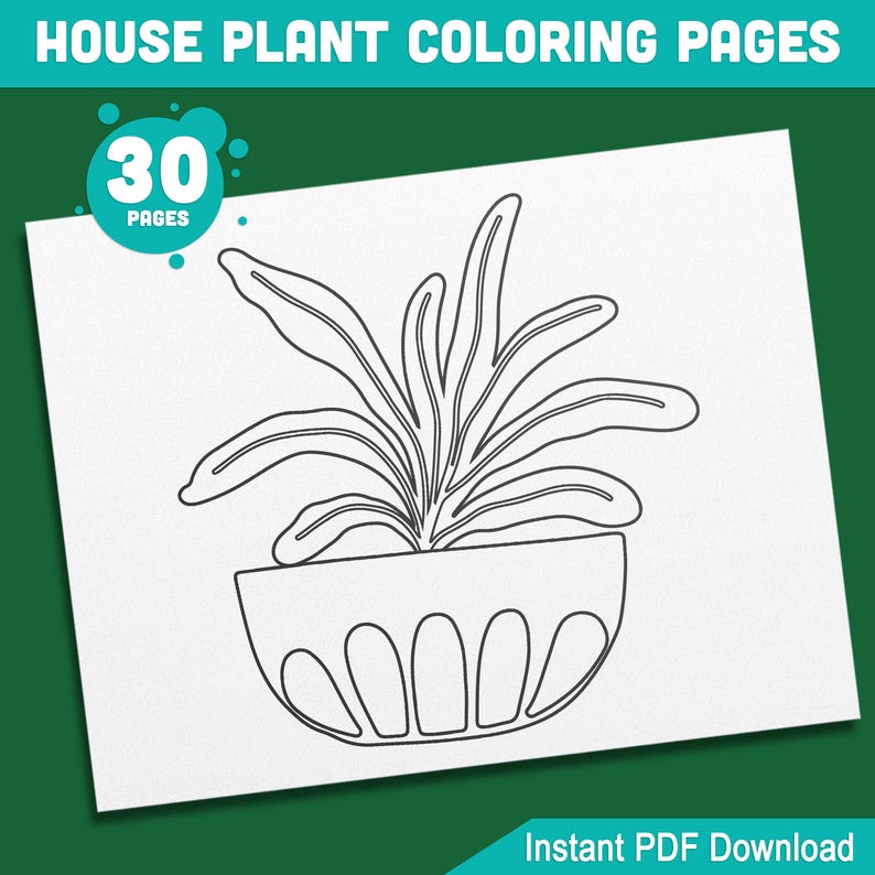 Tropical House Plant Coloring Pages: 30 Botanical Coloring Book Designs ...