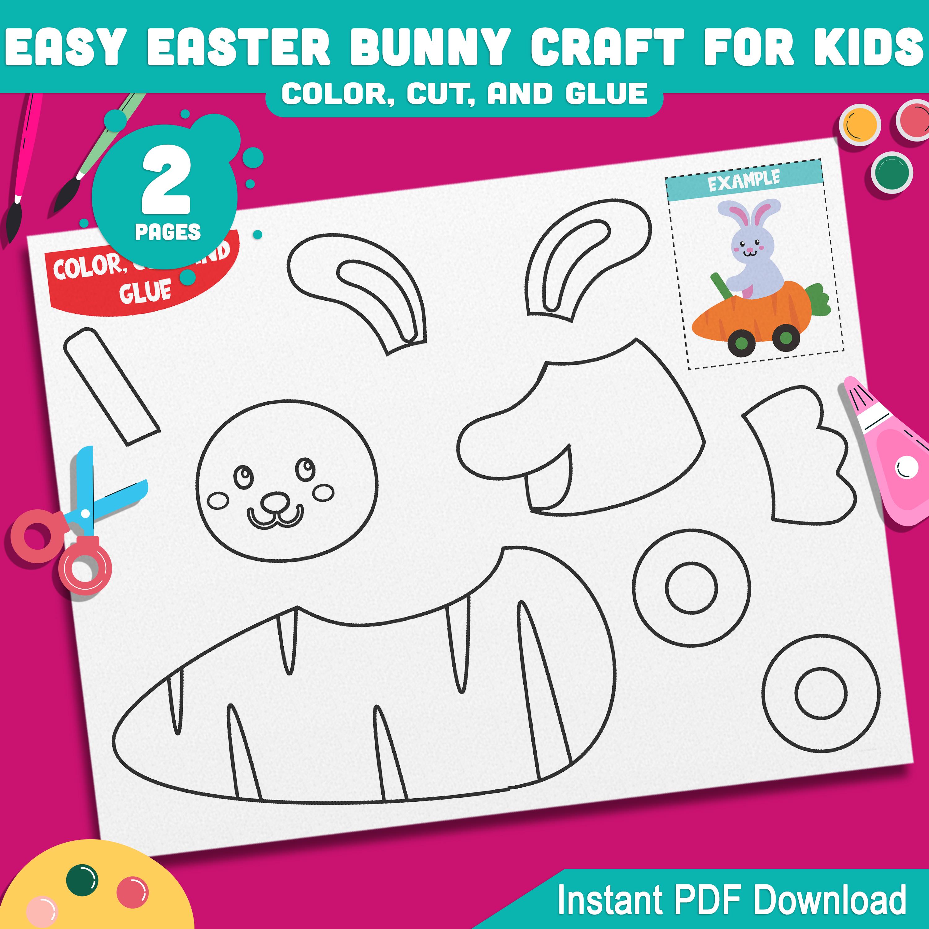 Easy Easter Bunny Craft for Kids, Printable Cut and Glue Activity ...