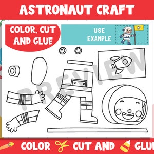 Cute Astronaut Craft Activity - Color, Cut, and Glue for Prek to 2nd ...
