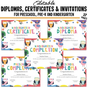 37 Editable Kindergarten, Pre-k, and Preschool Certificates of ...