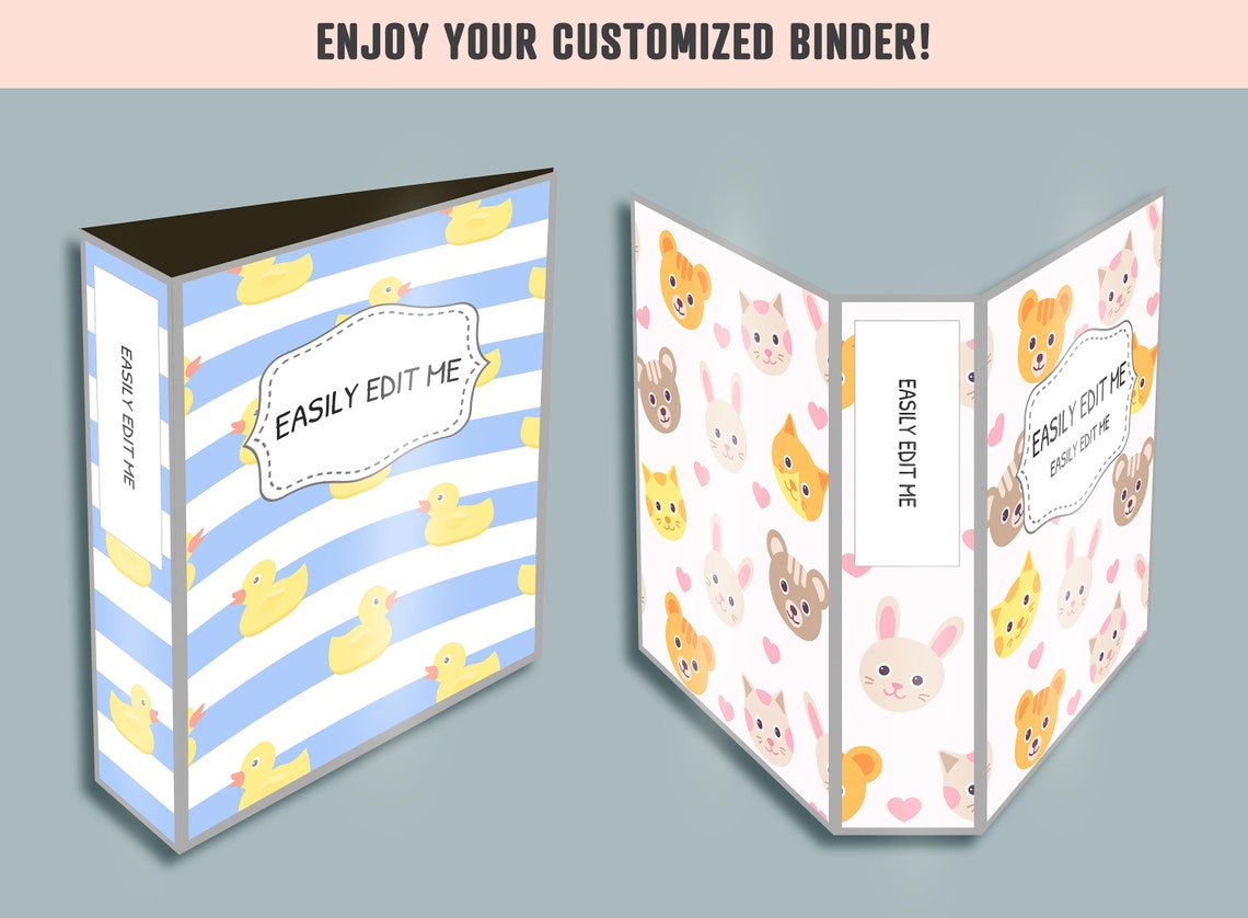 Baby Shower Binder Cover, 10 Printable/editable Binder Covers+spines ...