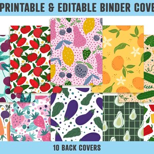 Fruits and Vegetables Binder Cover, 10 Printable Editable Covers+spines ...