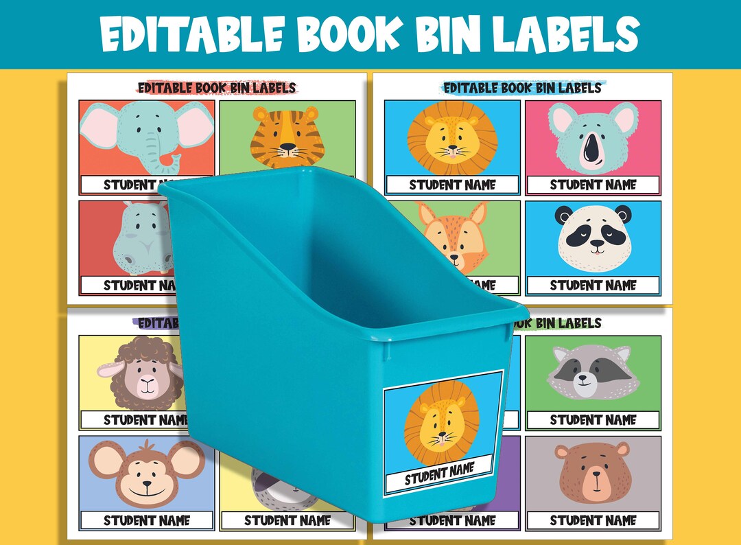 Editable Cute Animal Library Book Bin Labels: 16 Customizable Designs ...