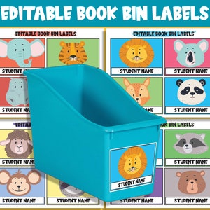 Editable Cute Animal Library Book Bin Labels: 16 Customizable Designs ...