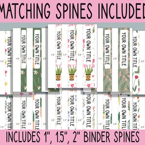 10 Editable Flower Binder Covers, Includes 1, 1.5, 2" Spines, Available ...