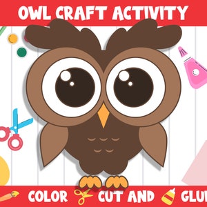 Cute Owl Craft Activity - Color, Cut, and Glue for Prek to 2nd Grade ...
