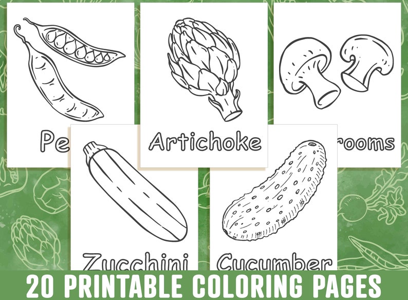 Vegetable Coloring Pages: Fun and Educational Activity Book for Kids to ...