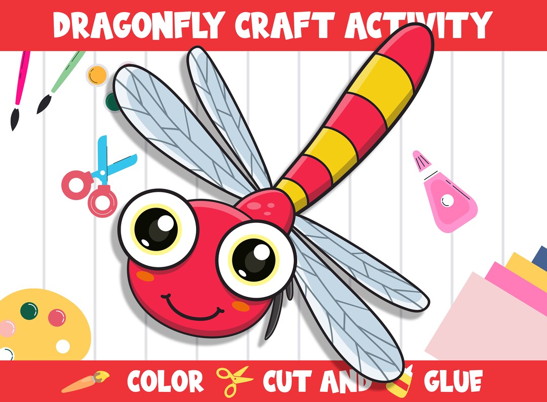 Cute Dragonfly Craft Activity - Color, Cut, and Glue for Prek to 2nd ...