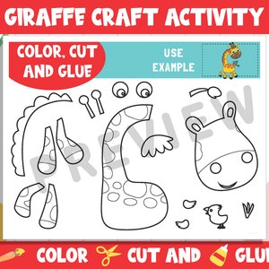 Cute Giraffe Craft Activity - Color, Cut, and Glue for Prek to 2nd ...