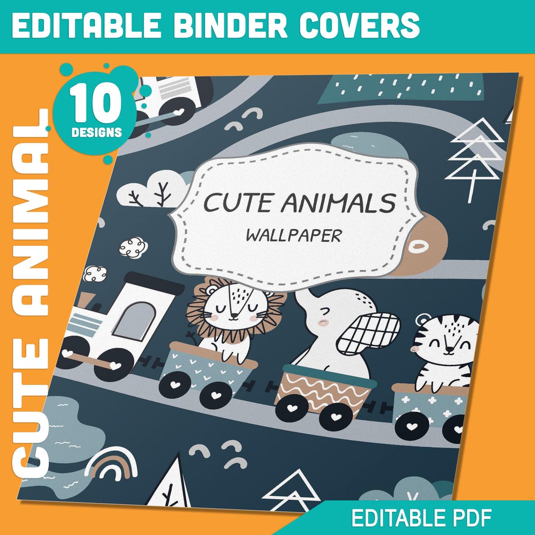 Cute Animal Binder Cover, 10 Printable & Editable Binder Covers ...