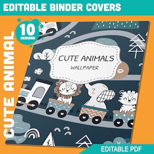Cute Animal Binder Cover, 10 Printable & Editable Binder Covers ...