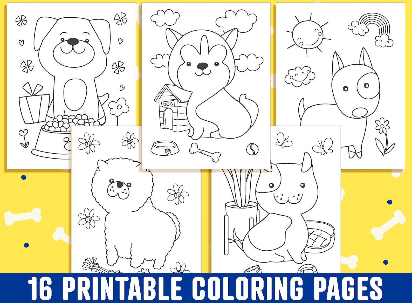 Dog Coloring Pages: 16 Fun Coloring Book Designs for Kids, Boys, Girls ...