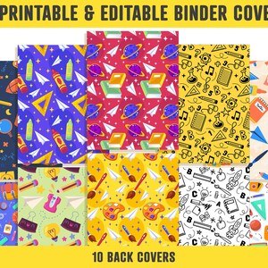 Back to School Binder Cover, 10 Printable & Editable Binder Covers ...