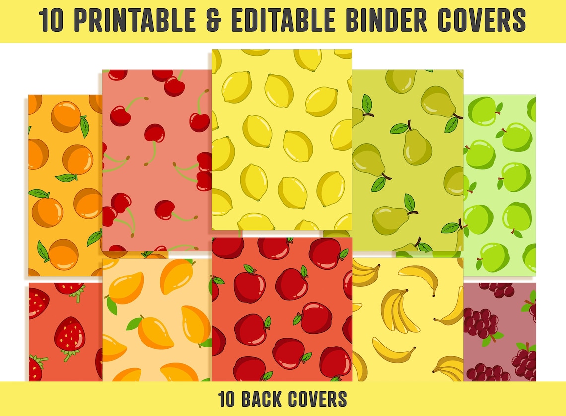 Binder Cover Printable Editable 10 Coversspines Binder - Etsy