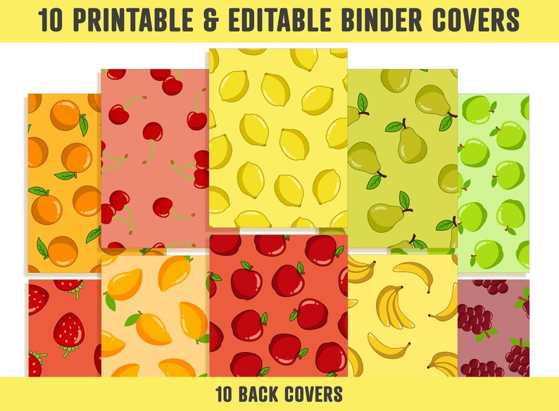 Binder Cover Printable Editable, 10 Coversspines, Binder Inserts ...