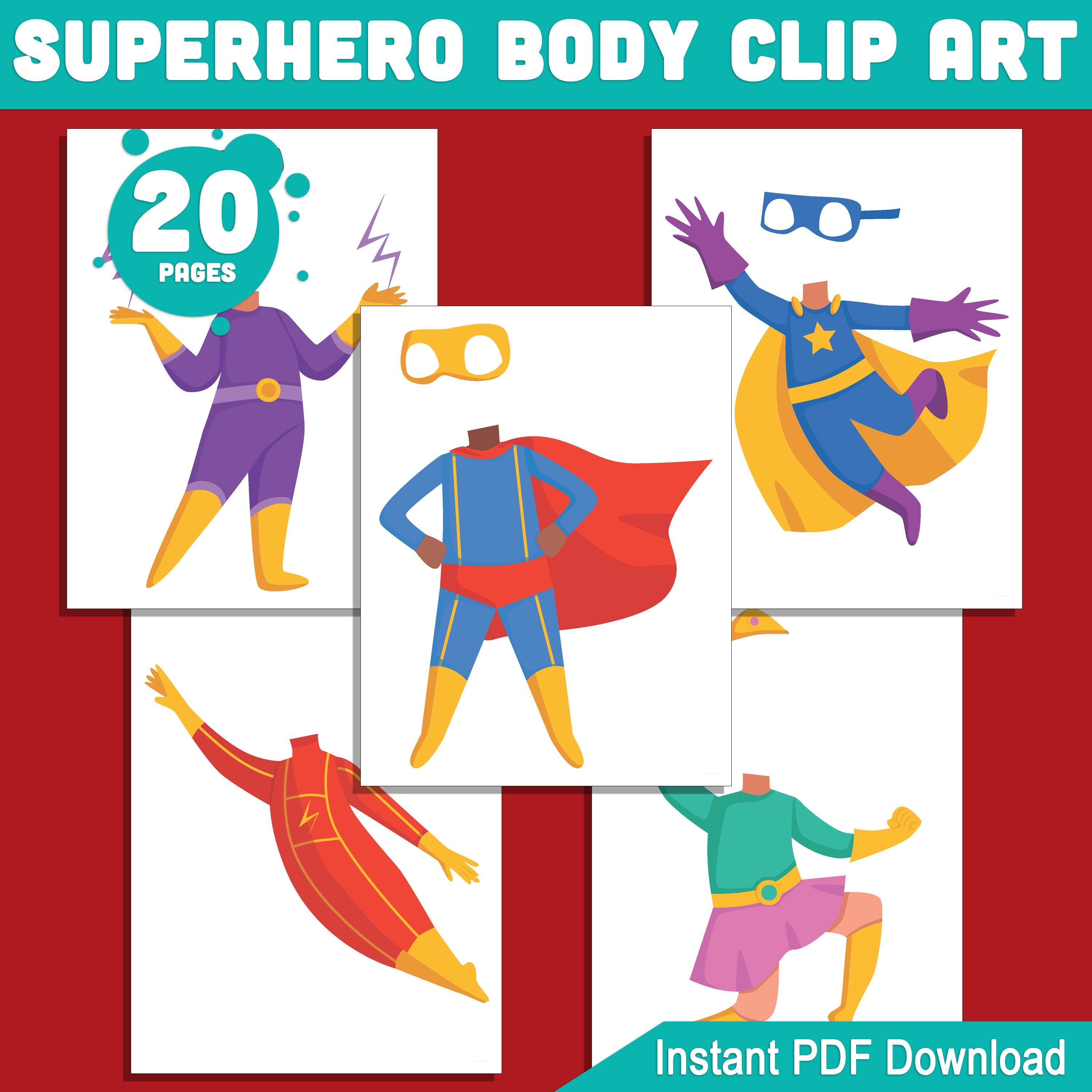 Superhero Body Cutout Clip Art: Add Your Own Face, Fun Activity ...