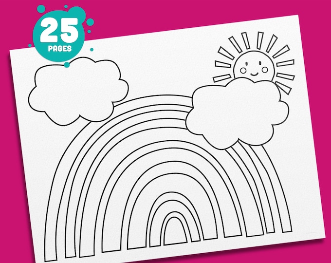Rainbow Coloring Page for Kids Printable PDF File - Etsy