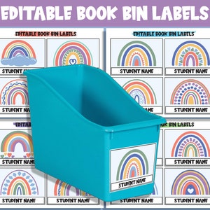 Editable Pastel Rainbow Book Bin Labels: 16 Customizable Designs for ...