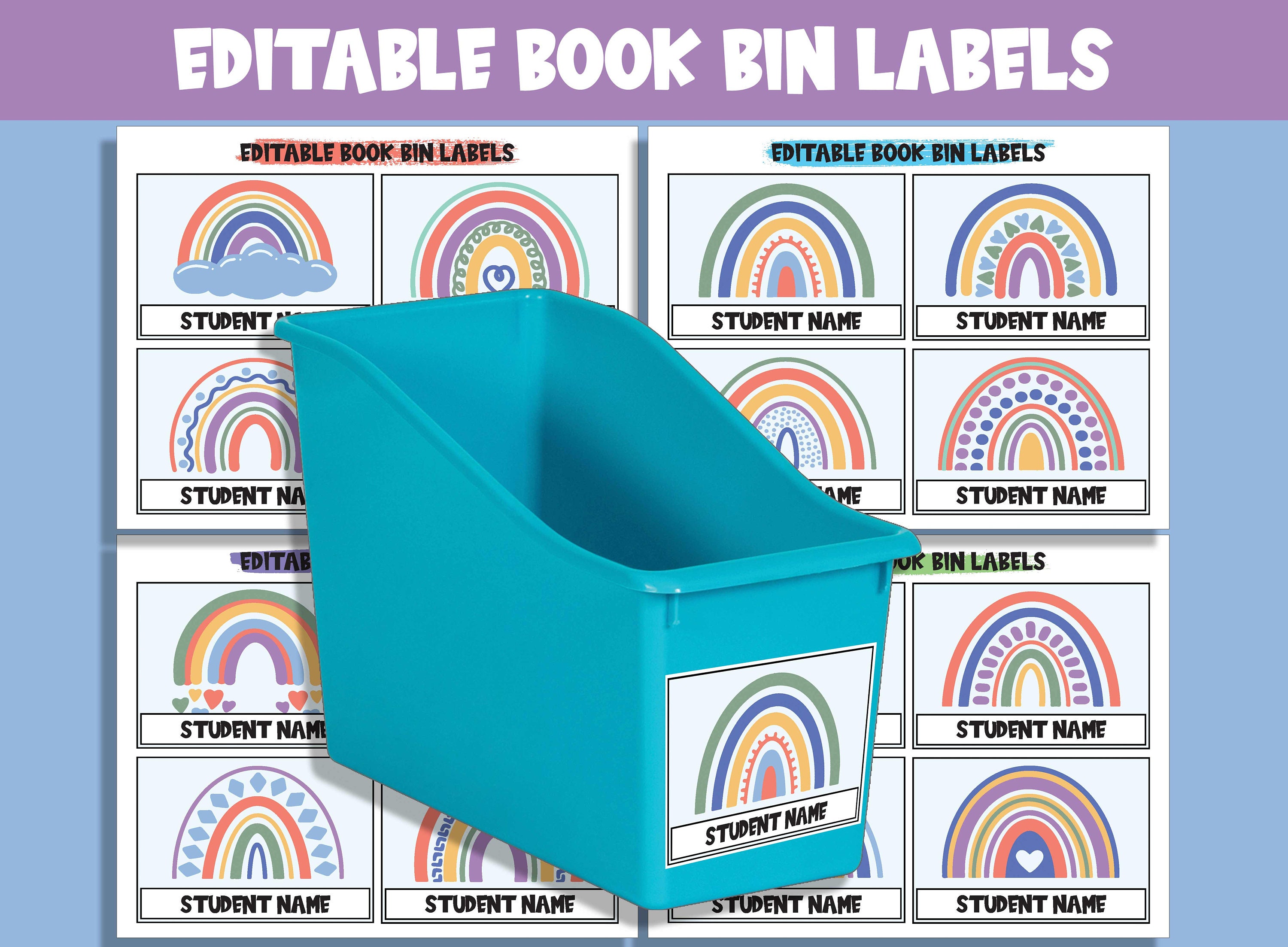 Editable Pastel Rainbow Book Bin Labels: 16 Customizable Designs for ...