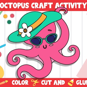 Cute Octopus Craft Activity - Color, Cut, and Glue for Prek to 2nd ...