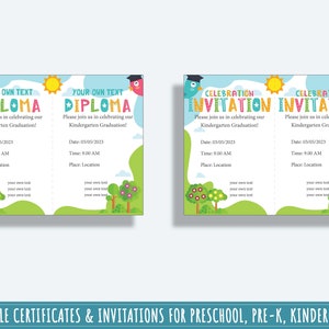 Kindergarten Certificate, Editable Preschool Completion Certificates ...
